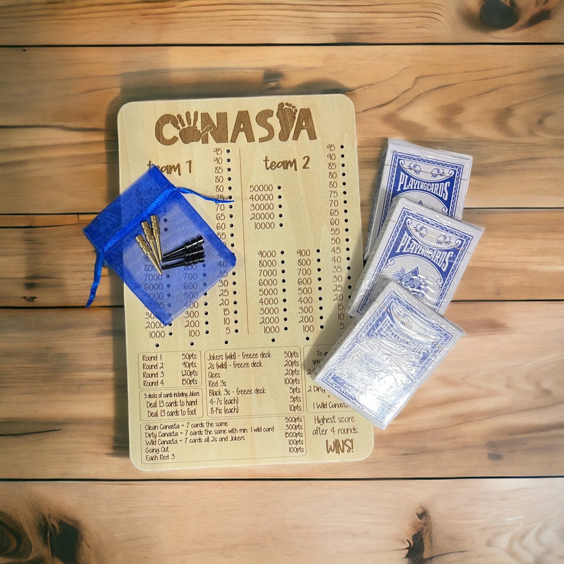 Laser Engraved Canasta Score Board | Handmade Wood Card Game - Etsy Canada