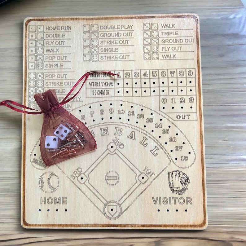Handcrafted Baseball Dice Game | Personalized Family Travel Game - Etsy