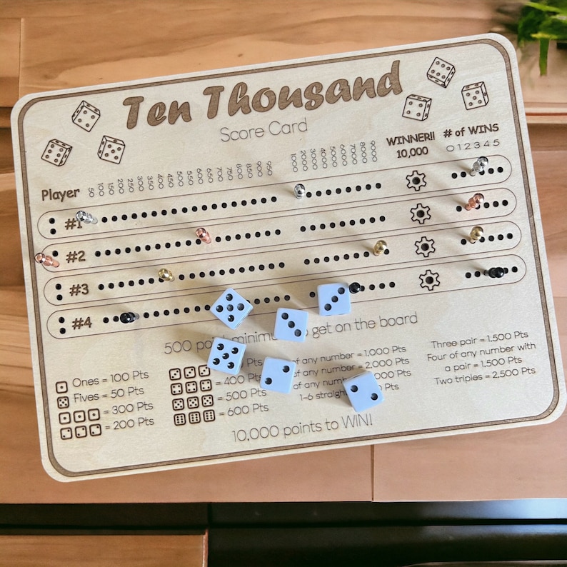 Handmade Ten Thousand Dice Game | Personalized Wood Board - Etsy