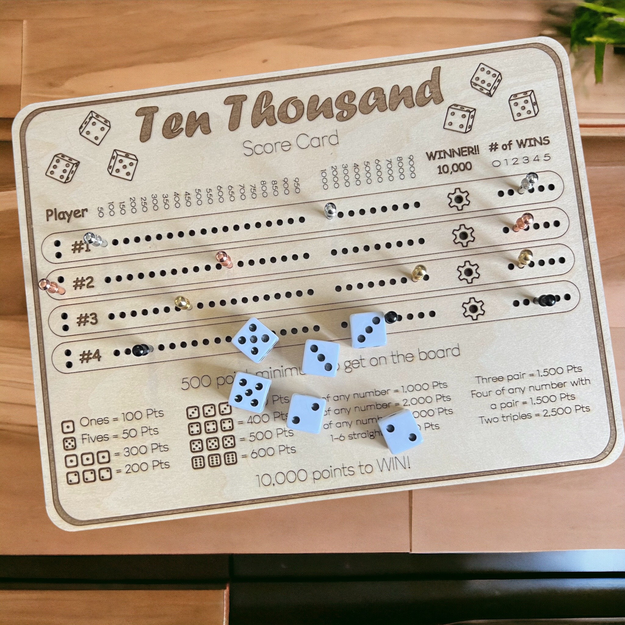Ten Thousand Dice Game | Family Time | Game Night | Camping | Wood Game ...