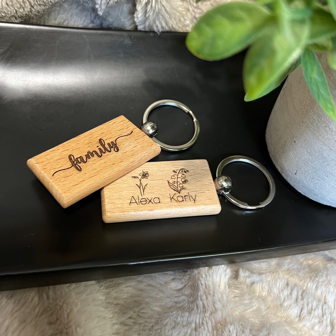 Family Birth Flower Keychain | Personalized Keychain | Birth Flower ...