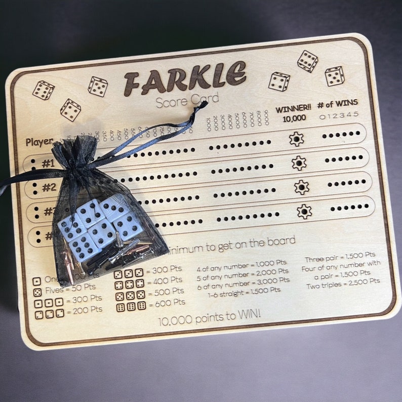 Farkle Dice Game | Family Time | Game Night | Camping | Wood Game ...