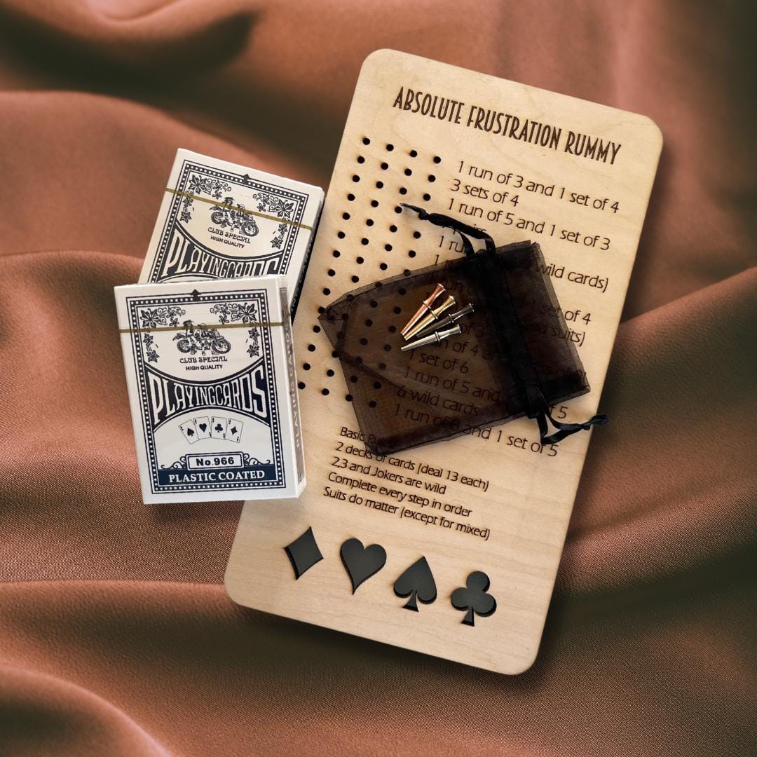 Frustration Rummy | Handmade Wooden Card Game, Personalized Gift - Etsy