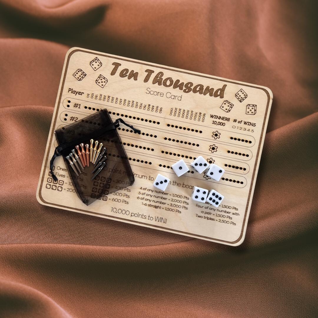 Handmade Ten Thousand Dice Game | Personalized Wood Board - Etsy