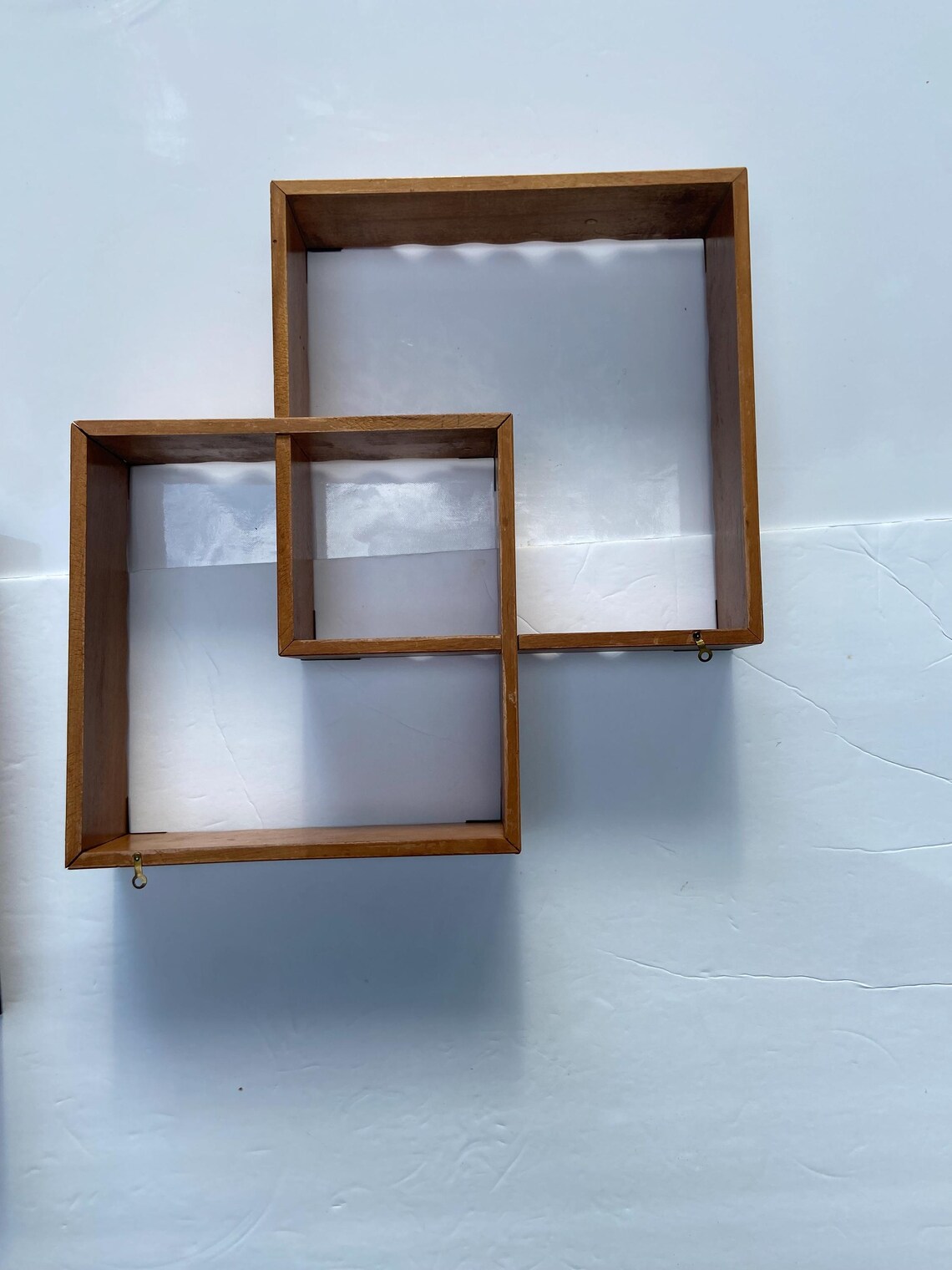 Vintage MCM Nesting Interlocking Wood Curio Display Shadow Boxes Wall ...