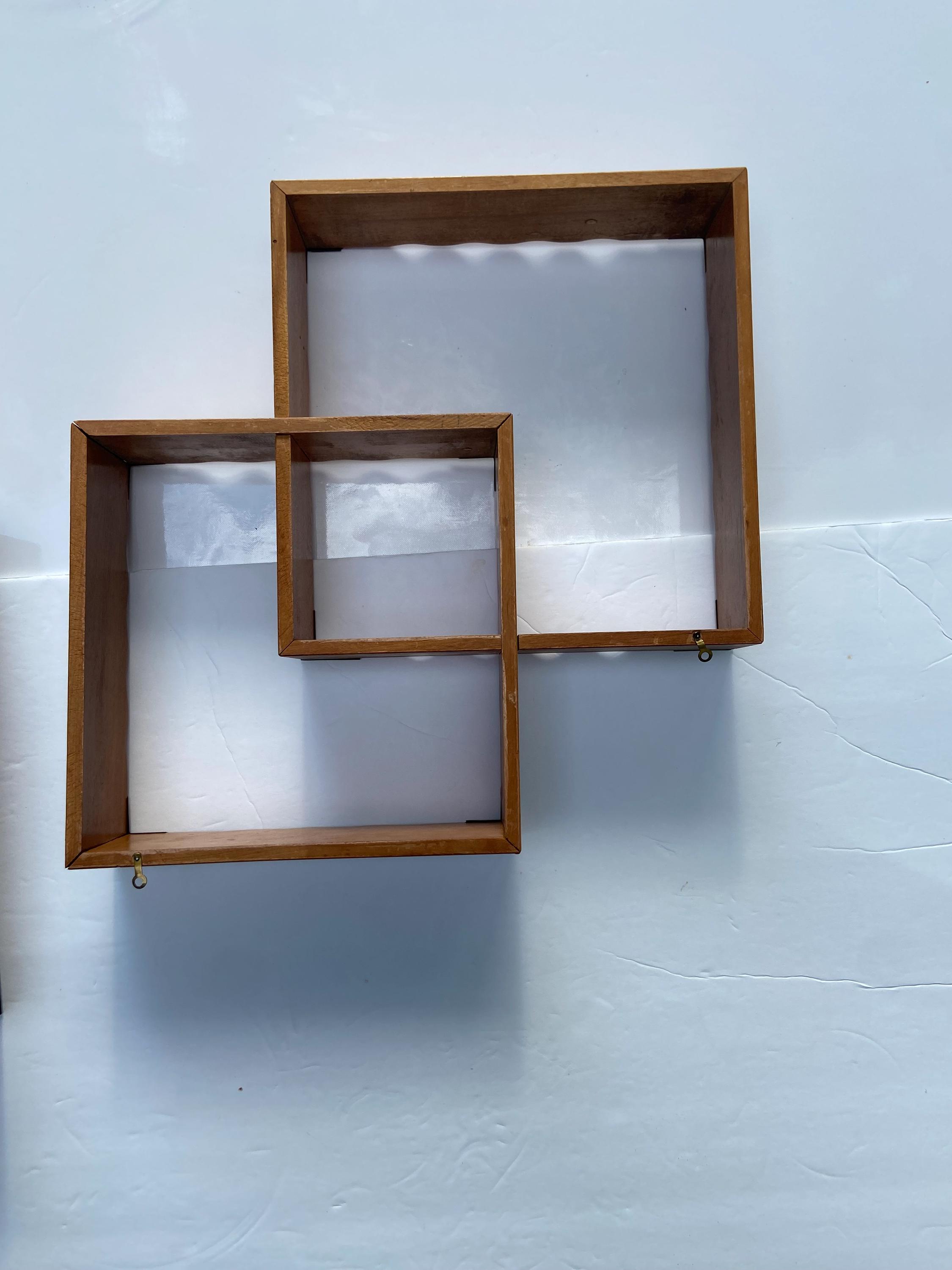 Vintage MCM Nesting Interlocking Wood Curio Display Shadow Boxes Wall ...