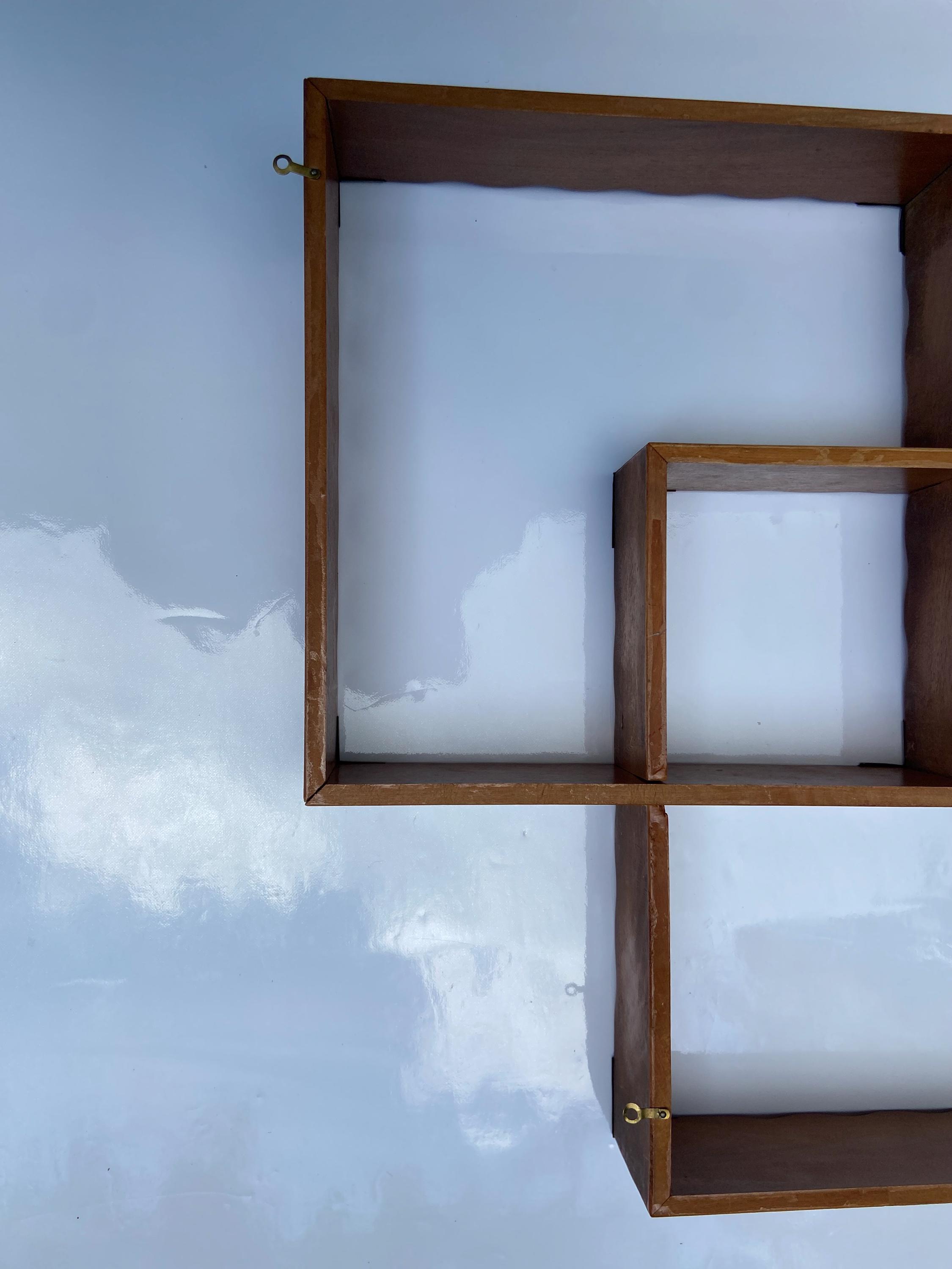 Vintage MCM Nesting Interlocking Wood Curio Display Shadow Boxes Wall ...