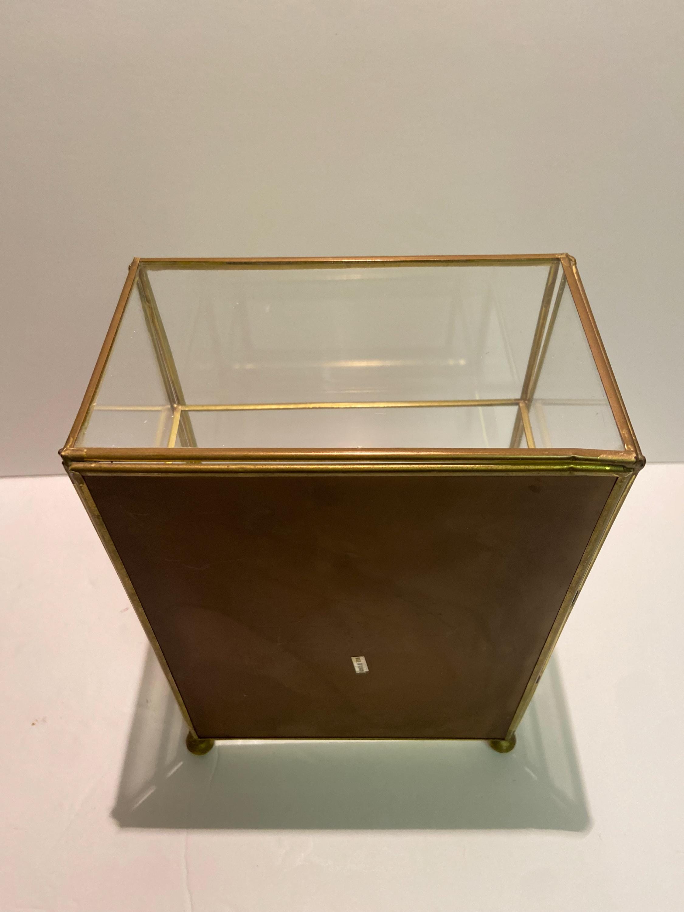 Vintage Brass & Glass Curio Cabinet Mirrored Back - Etsy