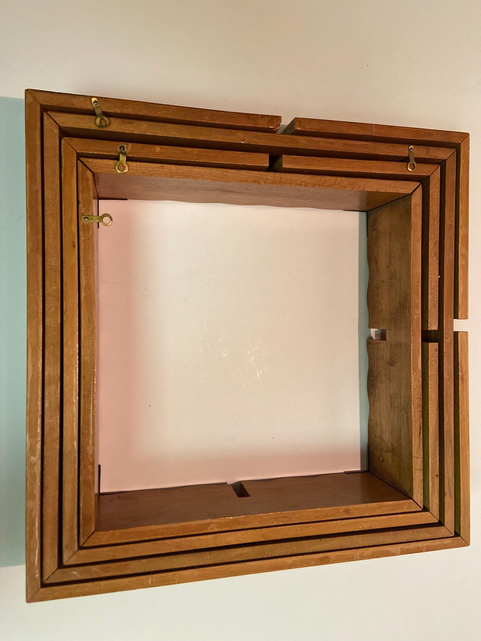 Vintage MCM Nesting Interlocking Wood Curio Display Shadow Boxes Wall ...