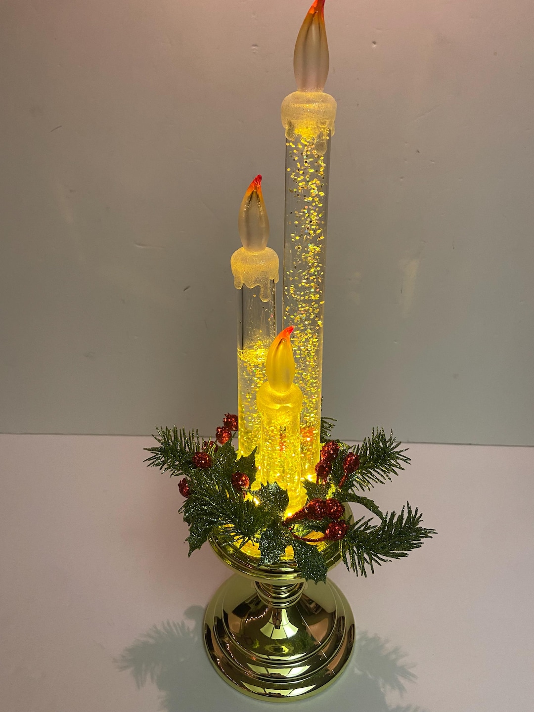 Vintage Cracker Barrel Acrylic Christmas LED Candle Decor Battery ...