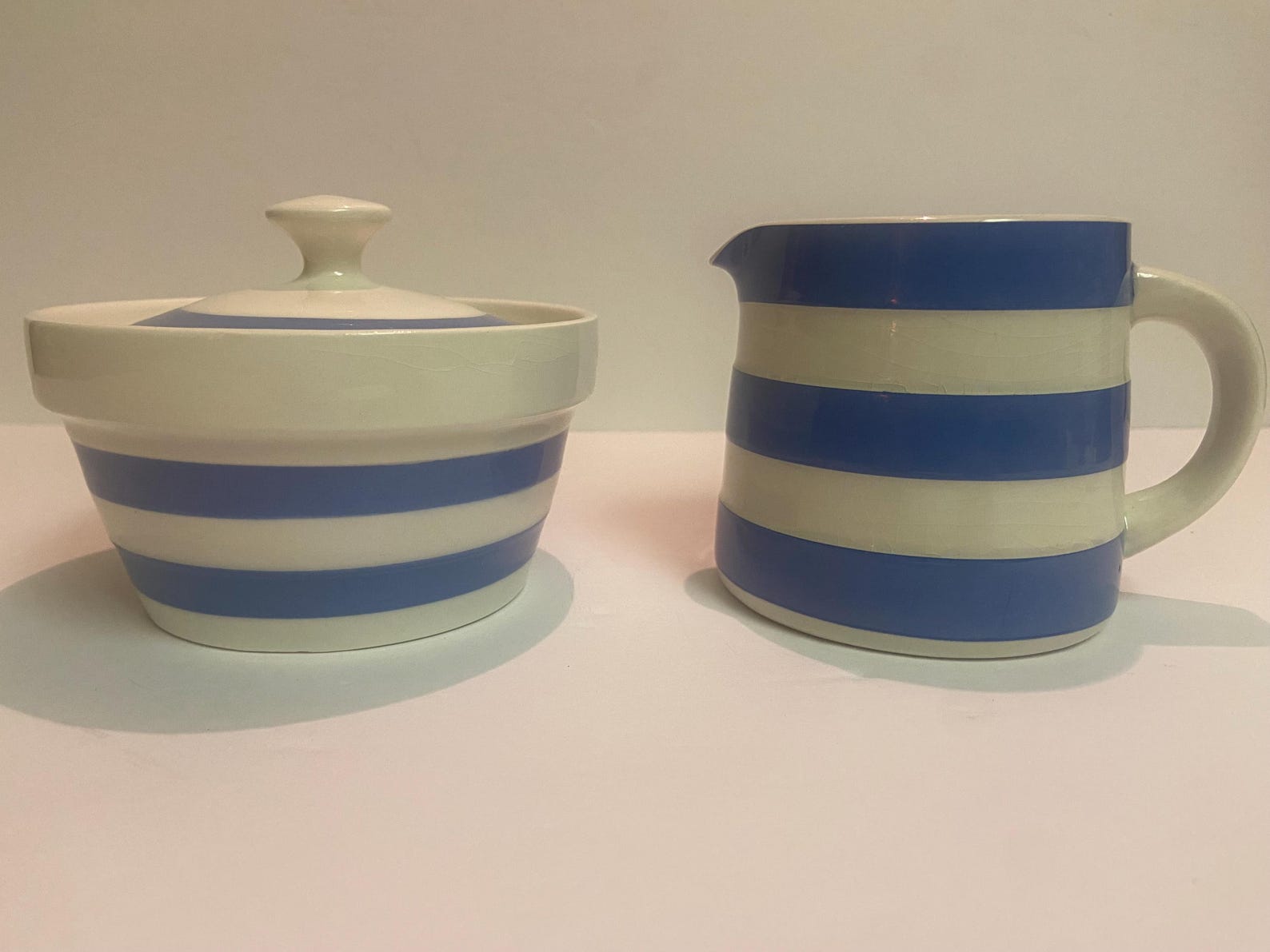 Vintage Set of Two Cornishware Creamer From TG Green England and Sugar ...