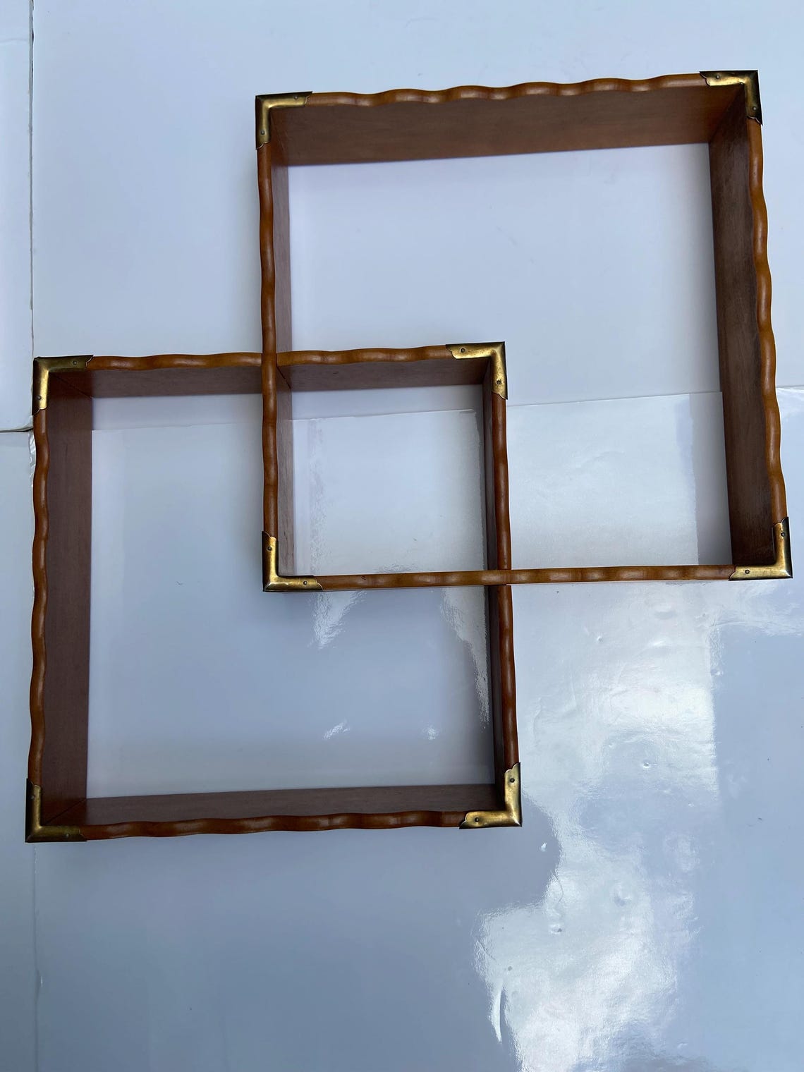 Vintage MCM Nesting Interlocking Wood Curio Display Shadow Boxes Wall ...