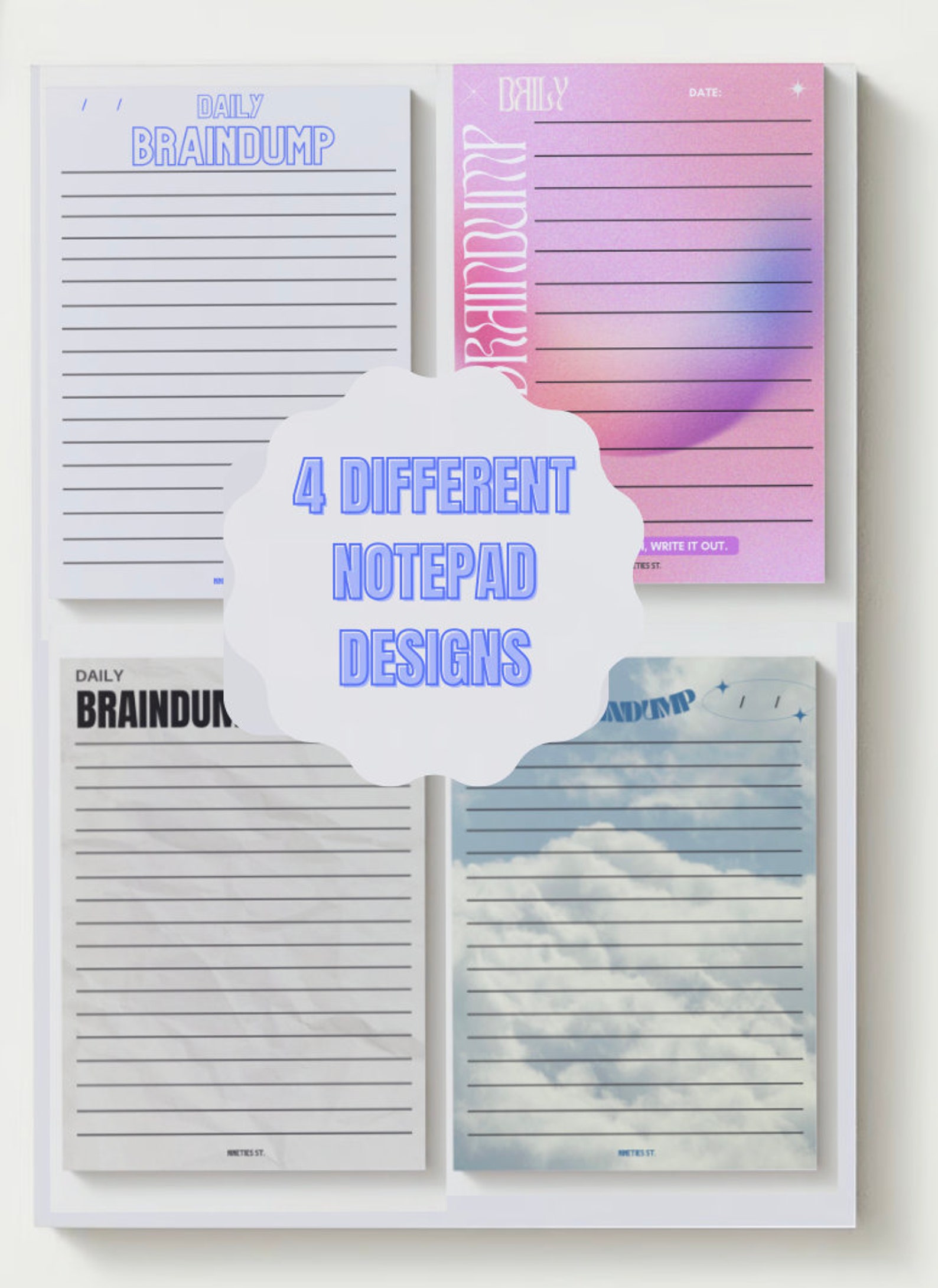 Digital Printable Notepad Designs X4 - Get All Your Thoughts Out After ...