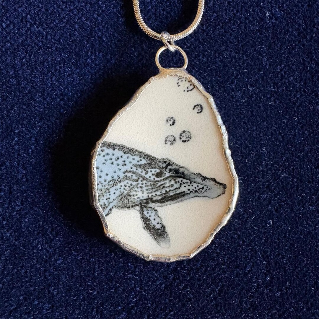 Whale Pendant, Repurposed Ceramic Dish - Etsy