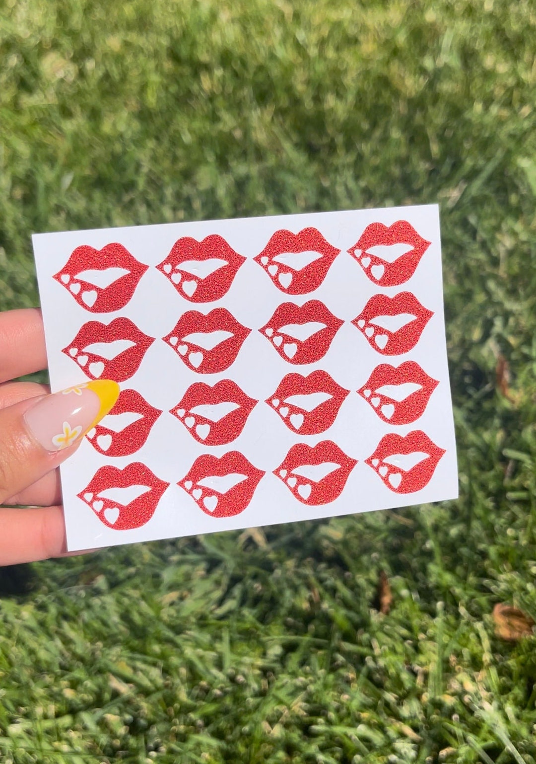 Kiss Tanning Stickers: Lips With Hearts, Vacation Tan Line Decals (2 ...