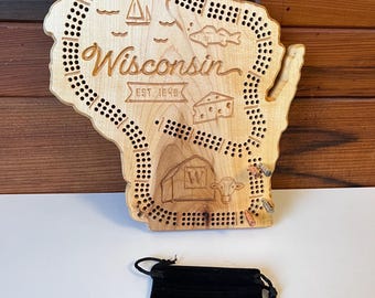 State of Wisconsin Cribbage Board - Etsy