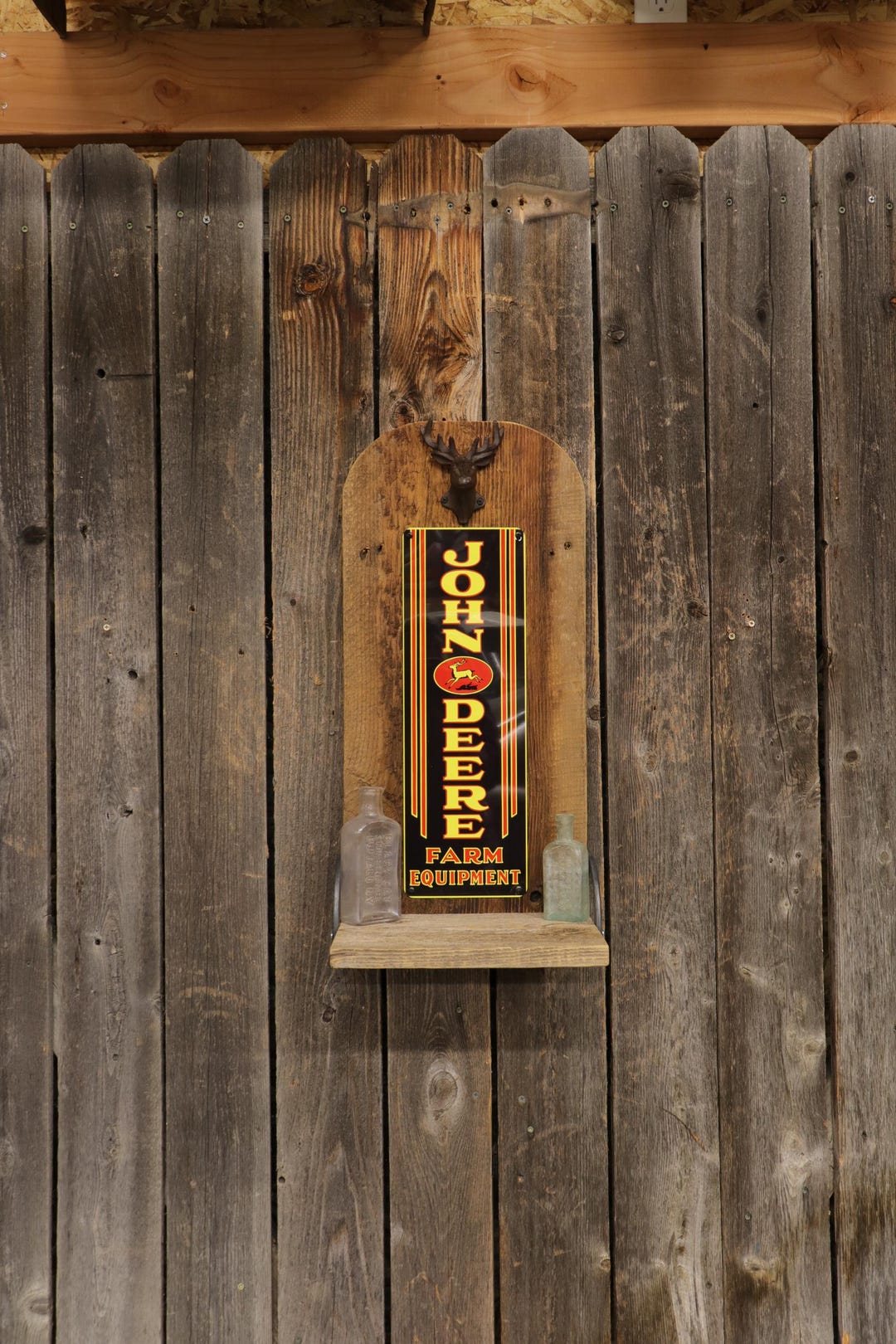 John Deere Barn Board Shelf With Decorative Deer Head - Etsy