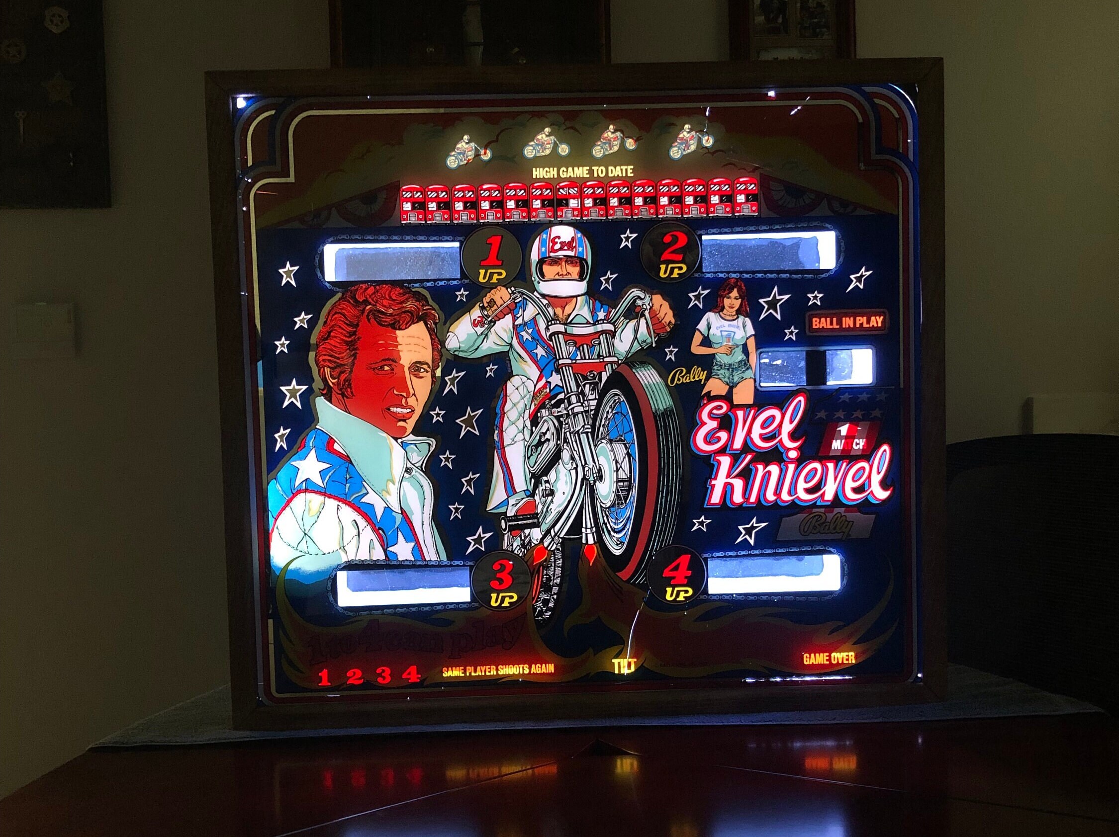 Pinball Backglass Evel Kinevel Wall Art, Decor, Man Cave. Interactive ...