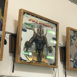 Pinball Backglass Space Invaders Wall Art, Decor, Man Cave. Interactive ...