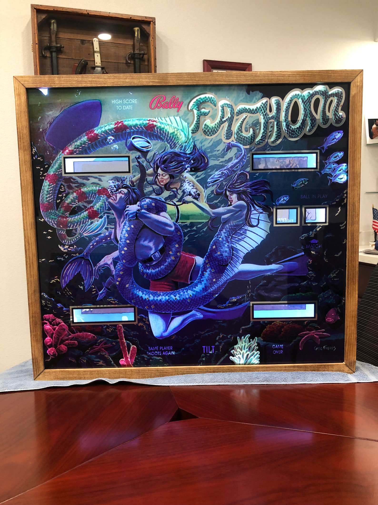 Pinball Machine Fathom Translite With Custom Backbox. Man Cave, Wall ...