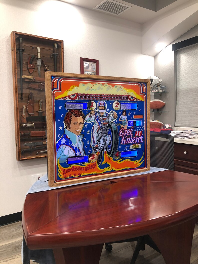 Pinball Backglass Evel Kinevel Wall Art, Decor, Man Cave. Interactive ...