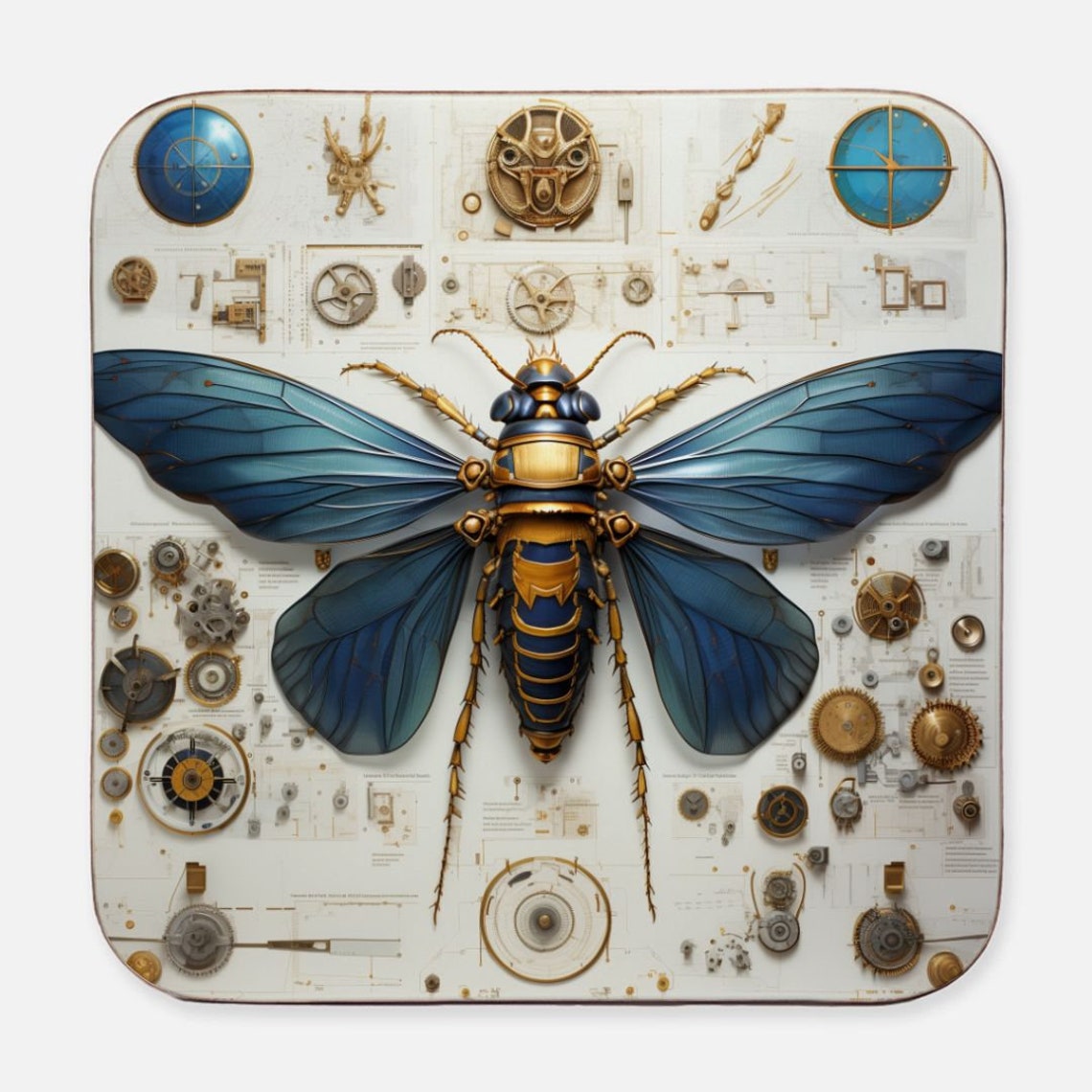 Steampunk Mechanical Insect Coasters Set of 4 - Animatronic Bee, Cicada ...