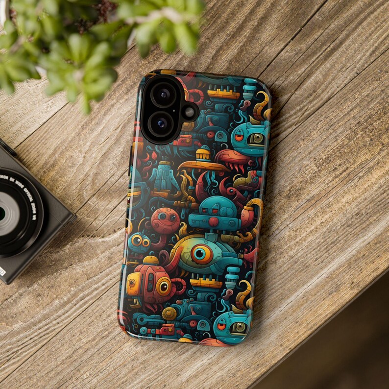 Whimsical Robots Tough Phone Case: Fantastical Mechanical Creatures ...