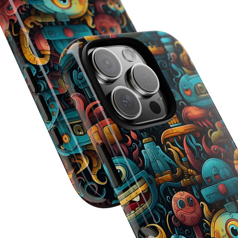 Whimsical Robots Tough Phone Case: Fantastical Mechanical Creatures ...