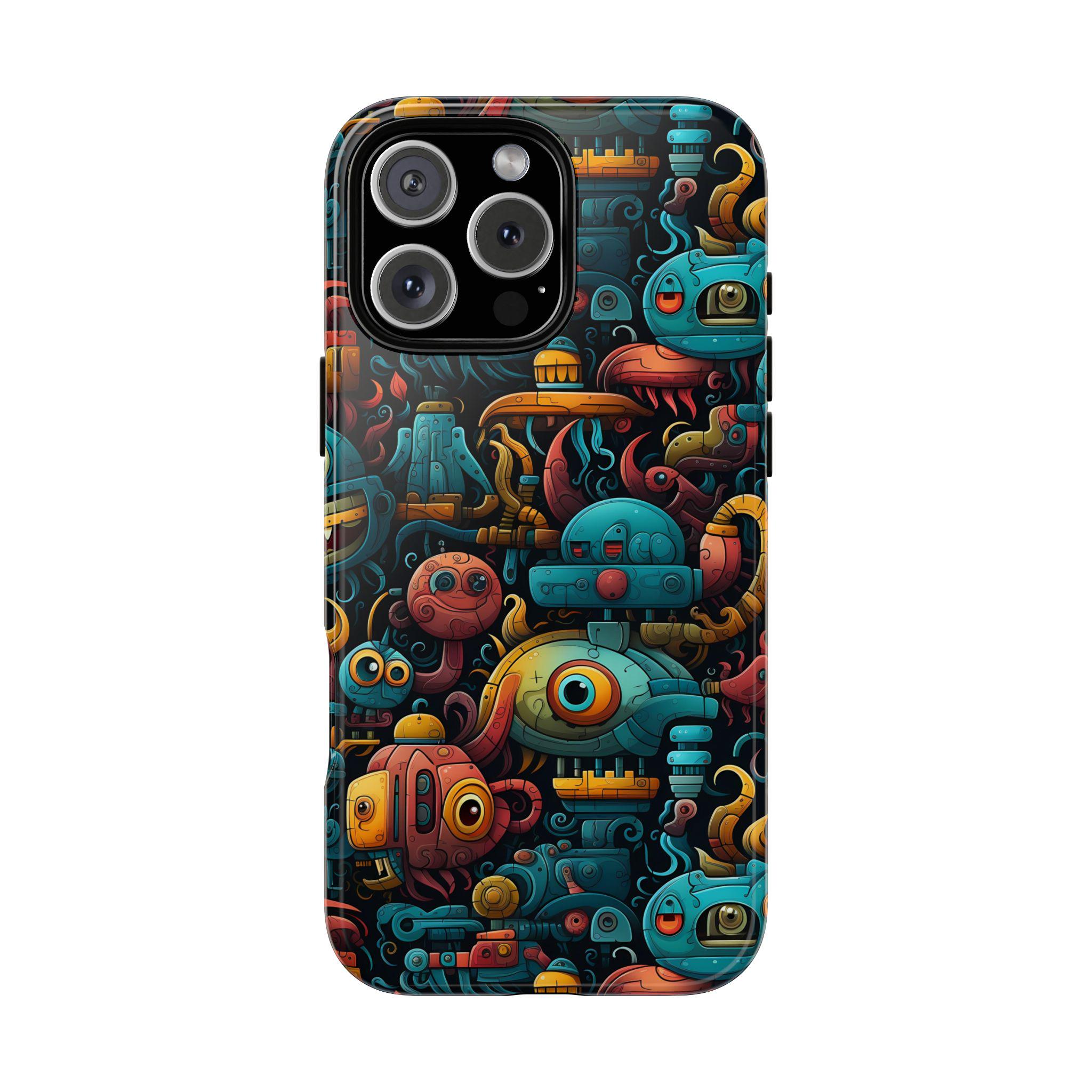 Whimsical Robots Tough Phone Case: Fantastical Mechanical Creatures ...