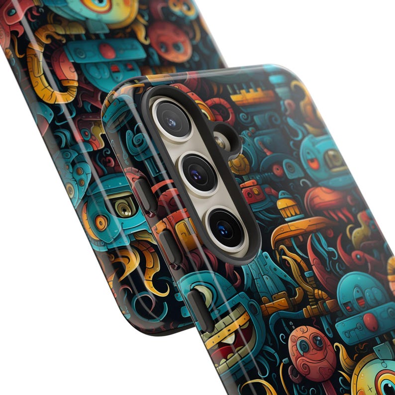 Whimsical Robots Tough Phone Case: Fantastical Mechanical Creatures ...