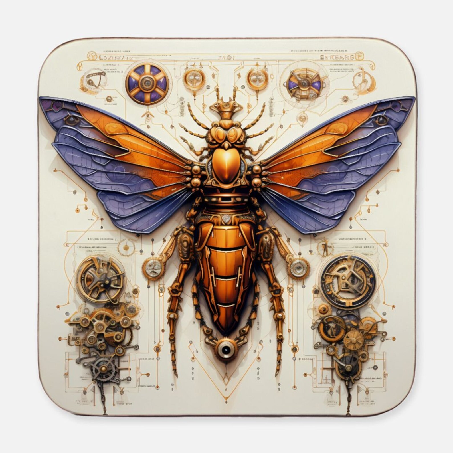 Steampunk Butterfly & Cicada Coasters Set Vintage Inspired Nostalgic ...