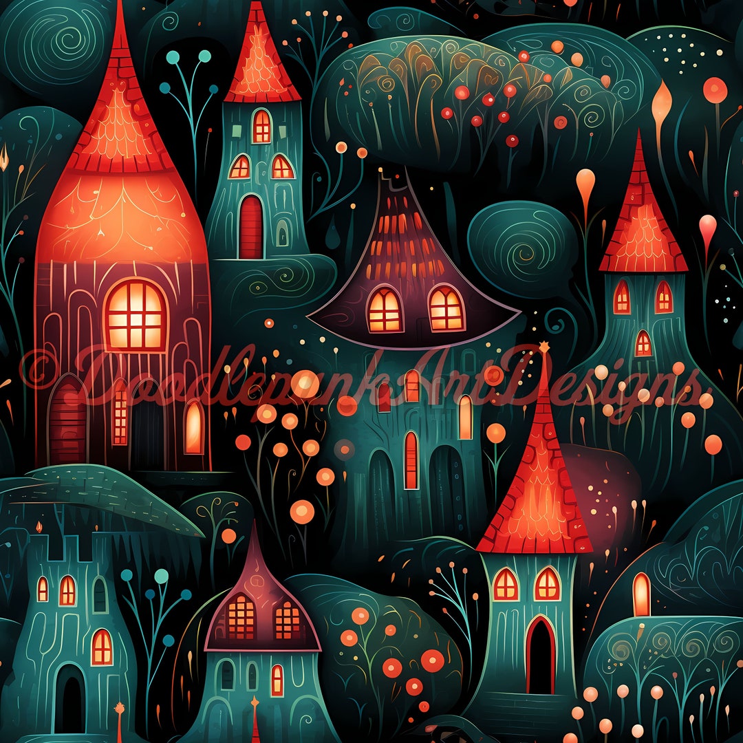 Christmas Village Wrapping Paper: Primitive Country Style Wrapping ...