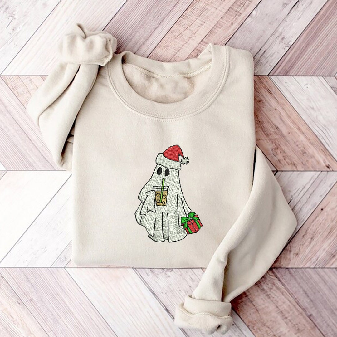 Christmas Ghost Embroidery Design Ghost Santa Embroidery - Etsy