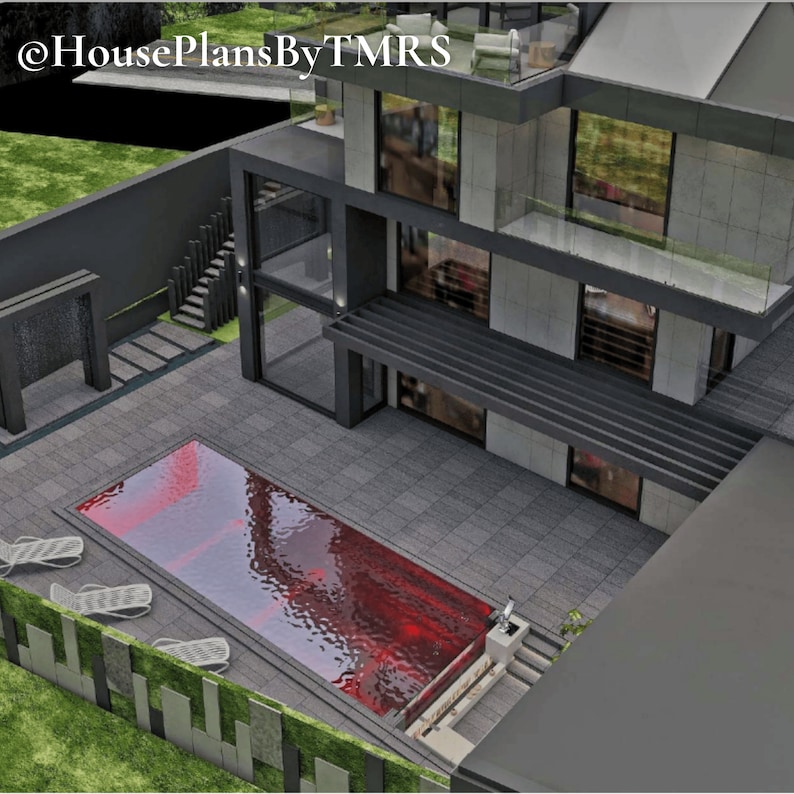 Modern Villa House Plans, DWG File Included, House Floor Plans, Modern ...