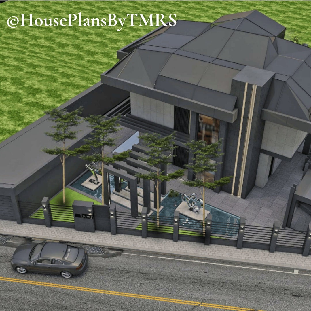 Modern Villa House Plans, DWG File Included, House Floor Plans, Modern ...