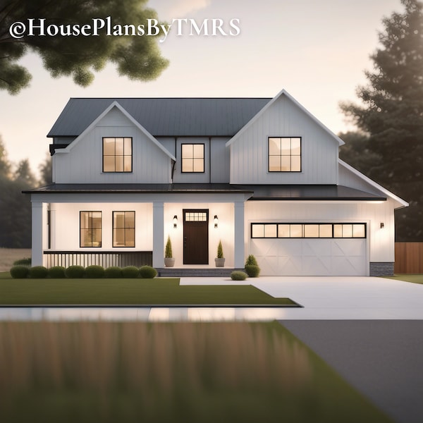 Modern Farmhouse Plans - Etsy