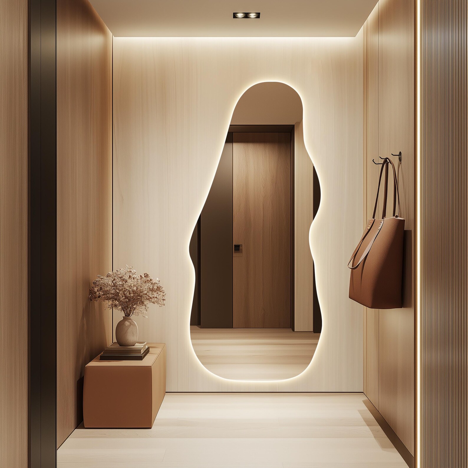 Irregular Full Length Mirror With Lights, LED Asymmetrical Mirror ...