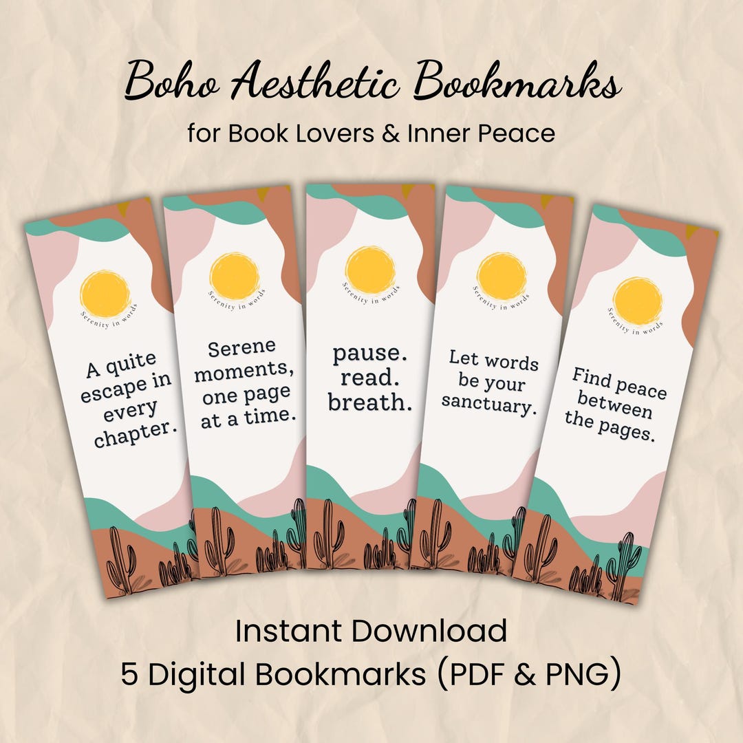Boho Aesthetic Printable Bookmarks, Book Lovers Gifts, Desert Aesthetic ...