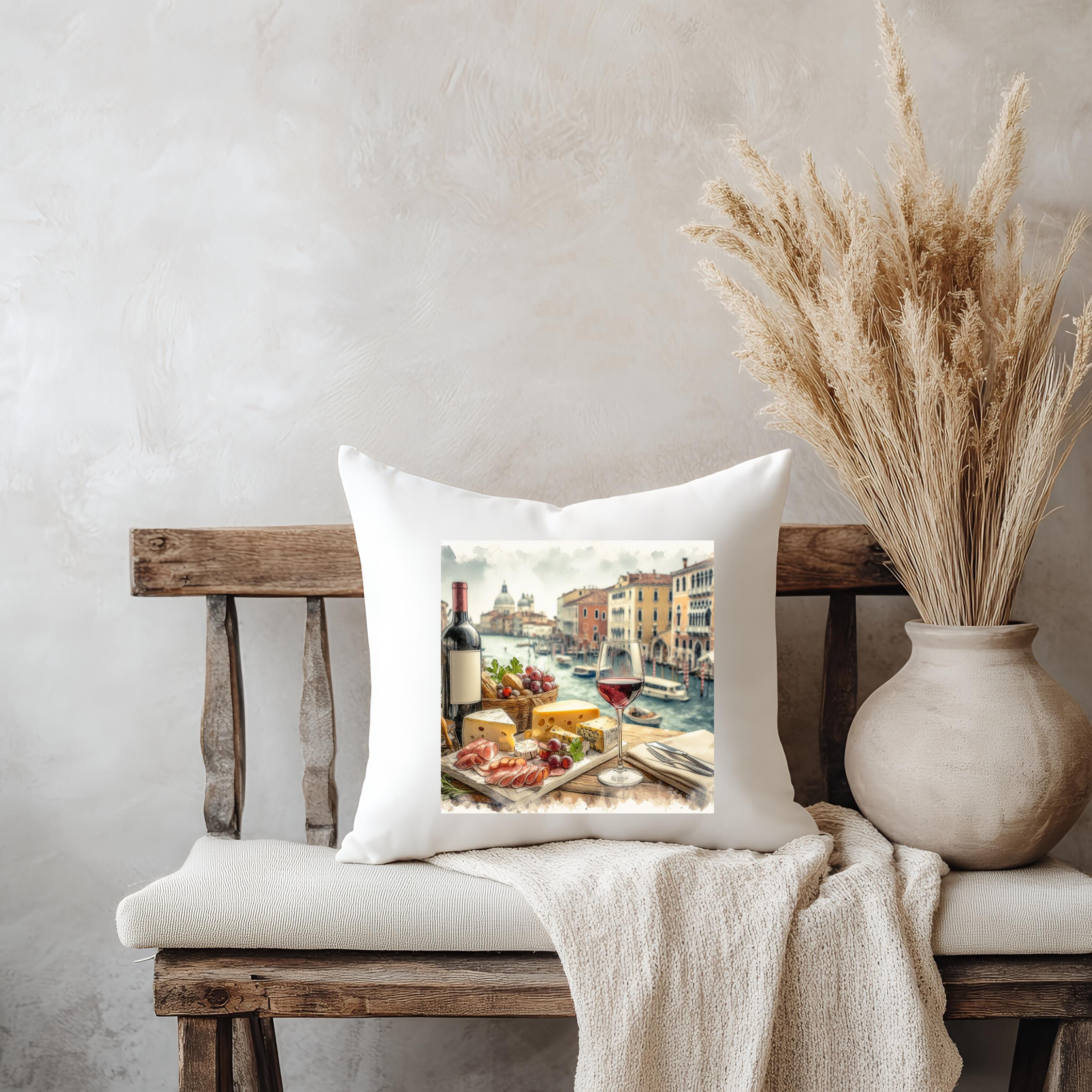 Venice Watercolor Clipart, Food, PNG, Printable, Cheese Plate, Wine ...