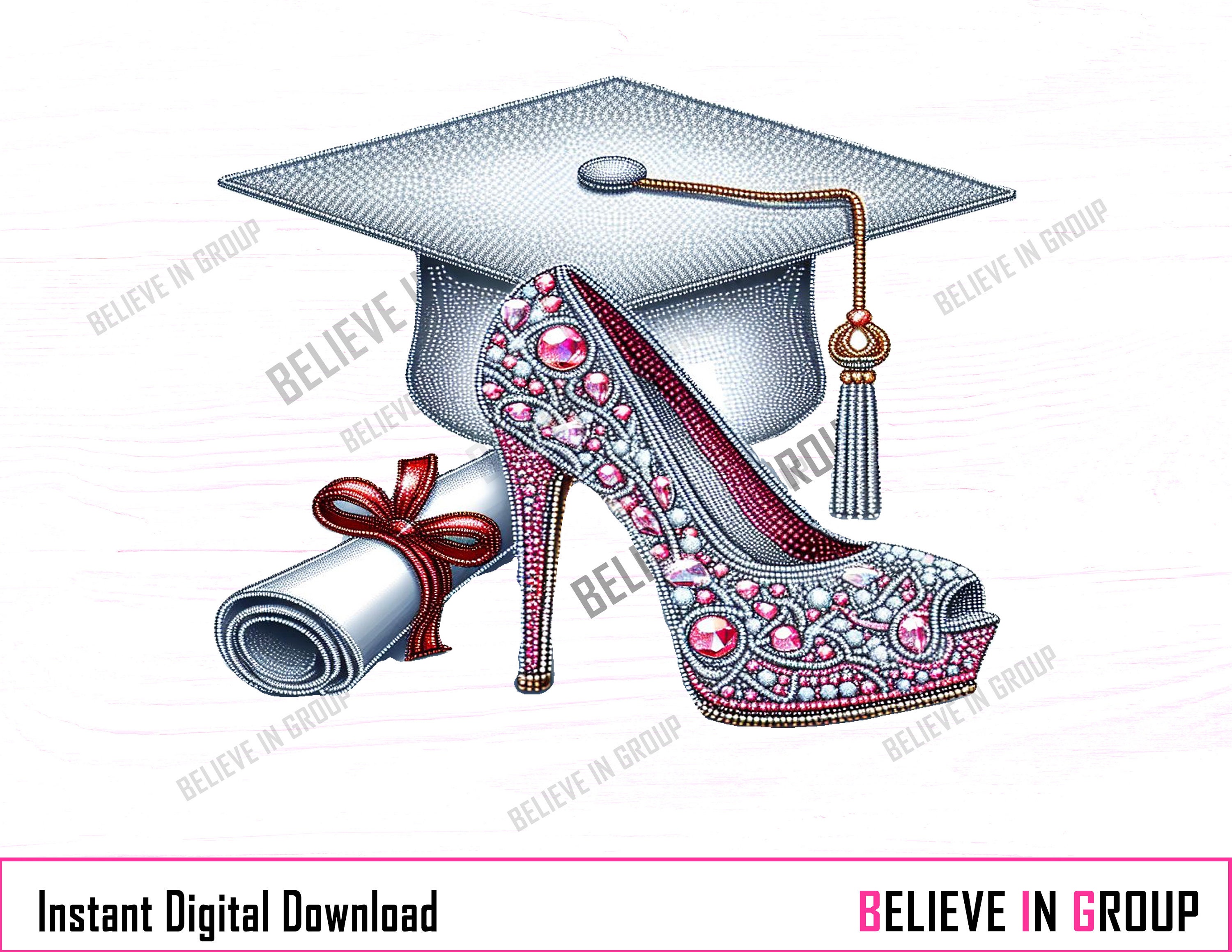 Rhinestone Graduation Cap, Graduation Hat, Heels Image, Printable, JPG ...