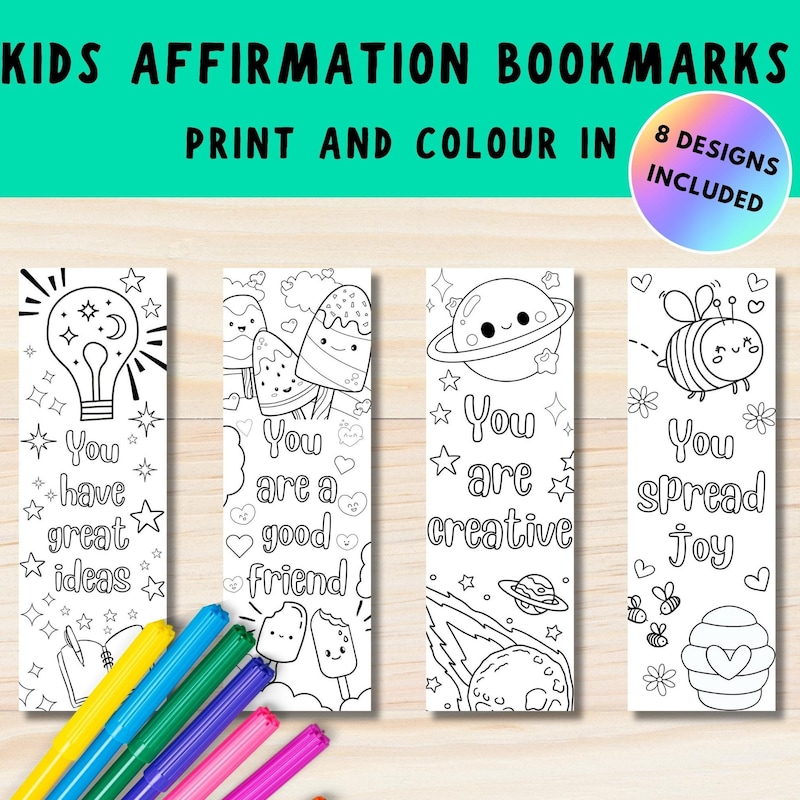 Diy Coloring Bookmarks - Etsy