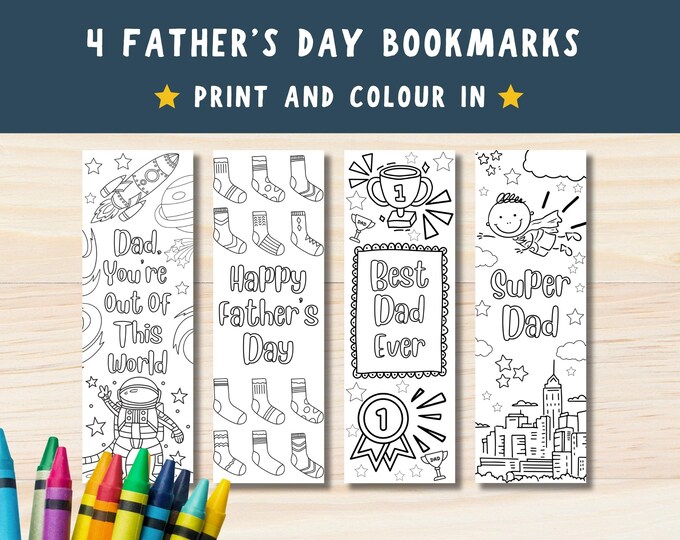 Printable Father's Day Coloring Bookmarks Craft Activity Gift Idea for ...