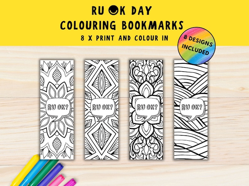 R U OK Day Colouring Bookmarks, RU OK Day Teacher's Resource, Mindful ...
