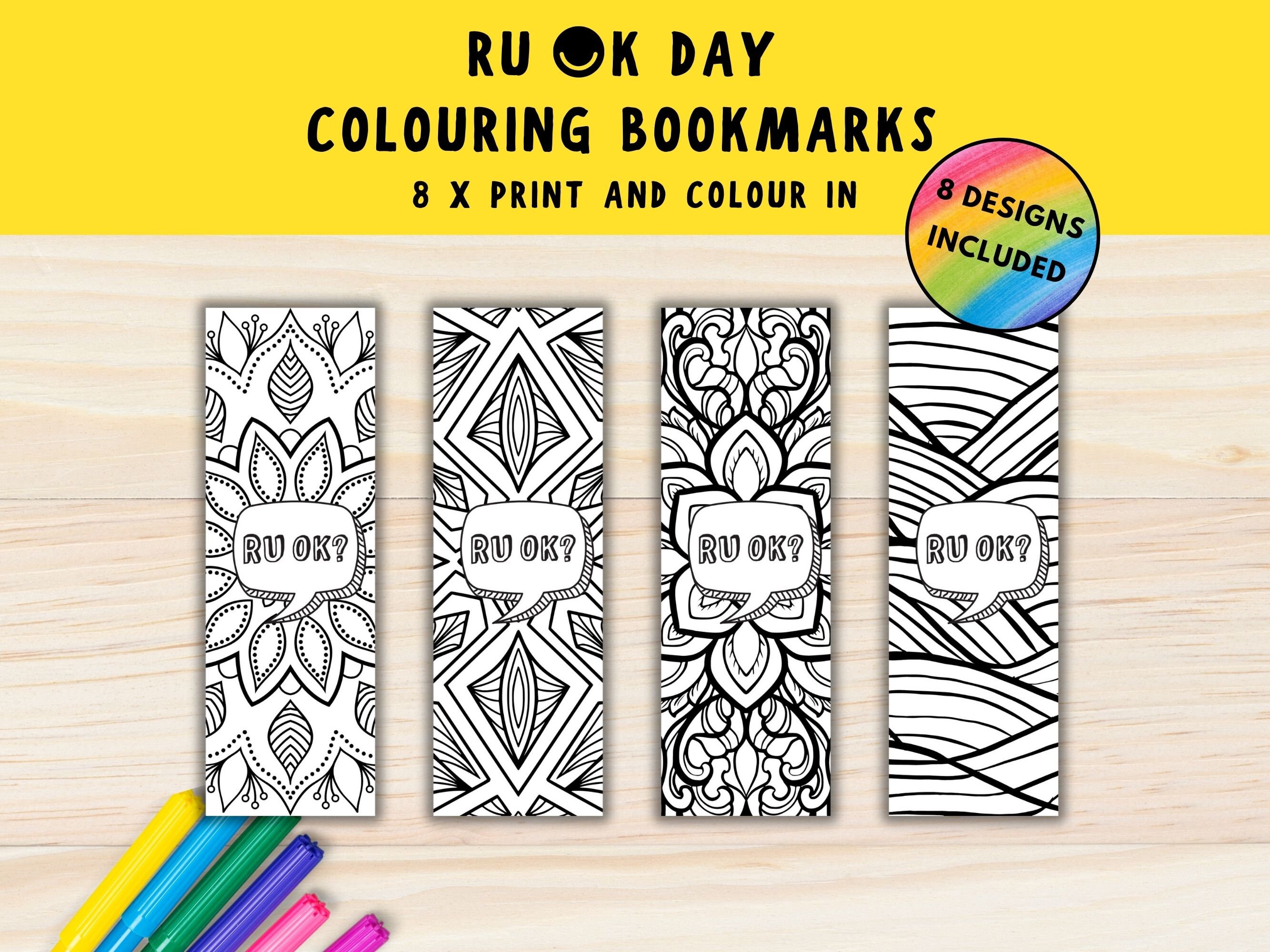 R U OK Day Colouring Bookmarks, RU OK Day Teacher's Resource, Mindful ...
