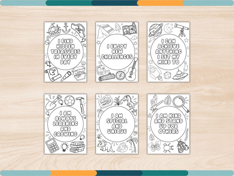 24 Printable Affirmation Coloring Cards for Boys | Digital Download ...