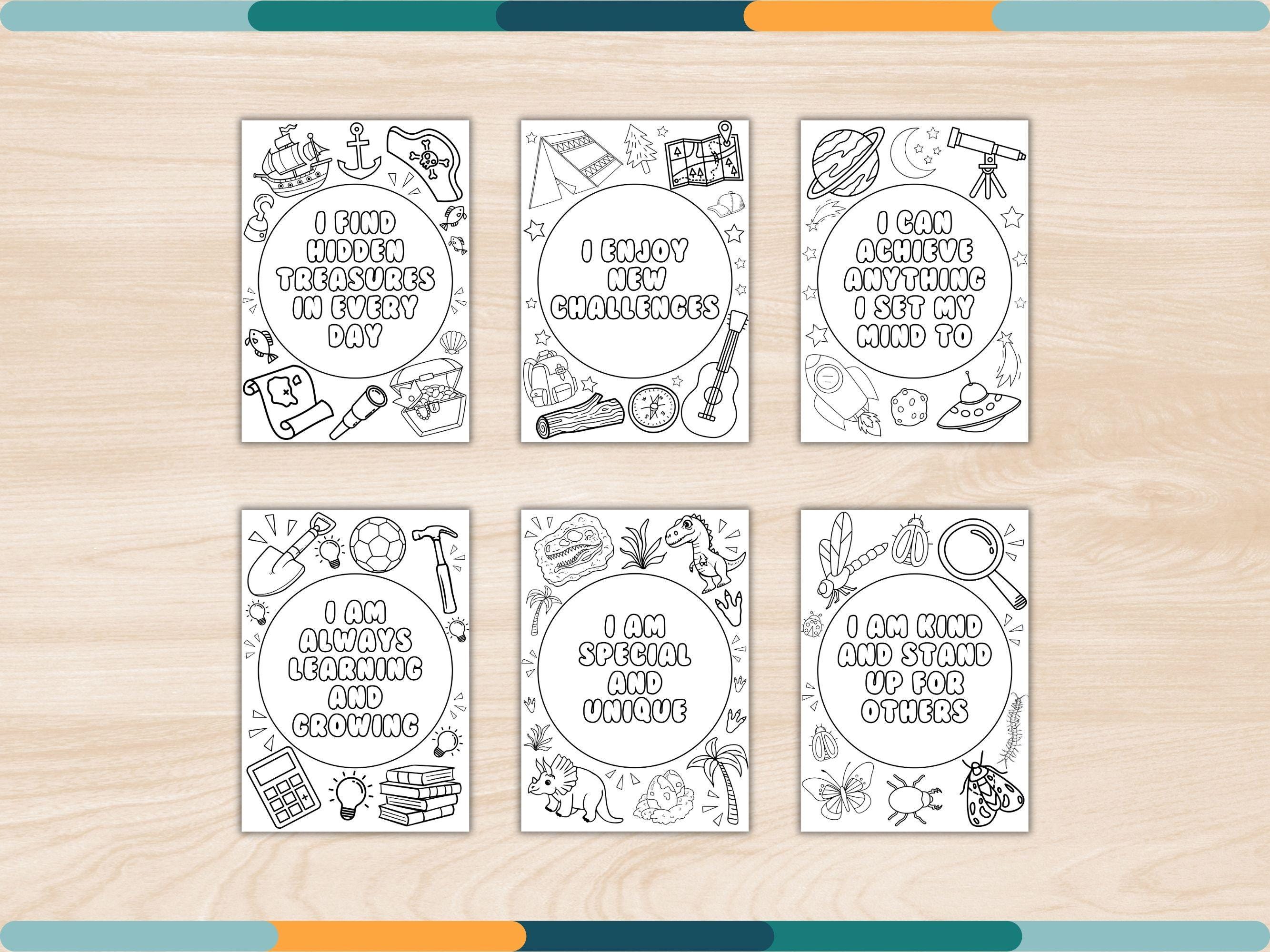 24 Printable Affirmation Coloring Cards for Boys | Digital Download ...