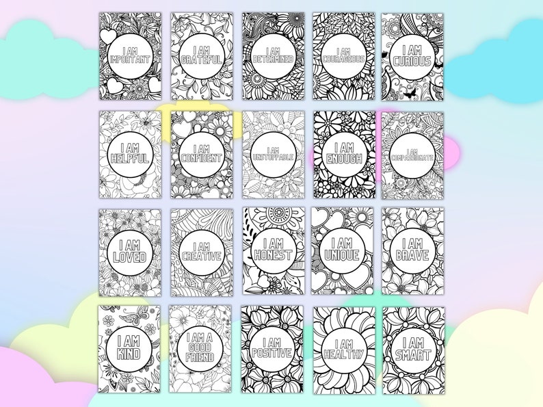 20 Positive Affirmation Coloring Pages for Kids Kids Positivity ...