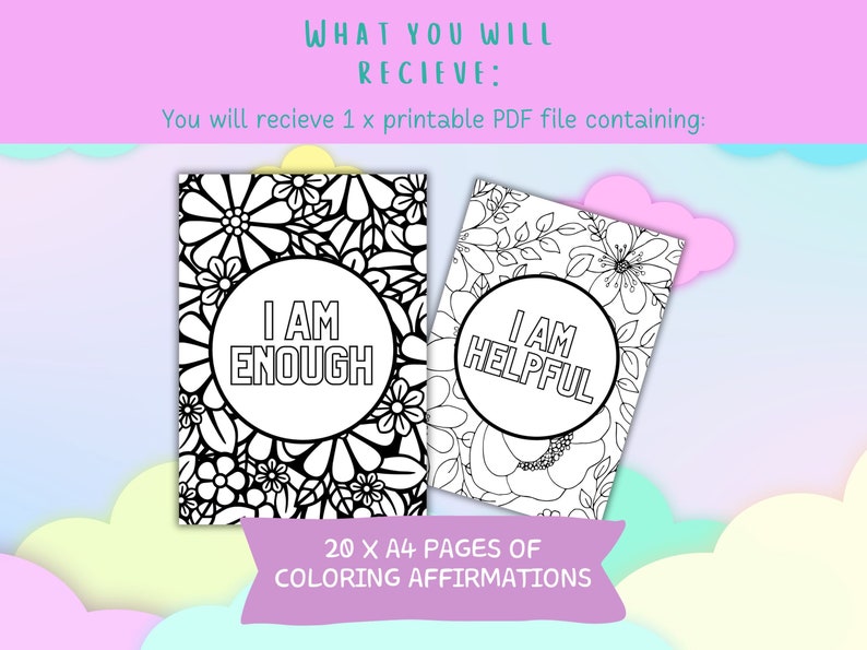 20 Positive Affirmation Coloring Pages for Kids Kids Positivity ...