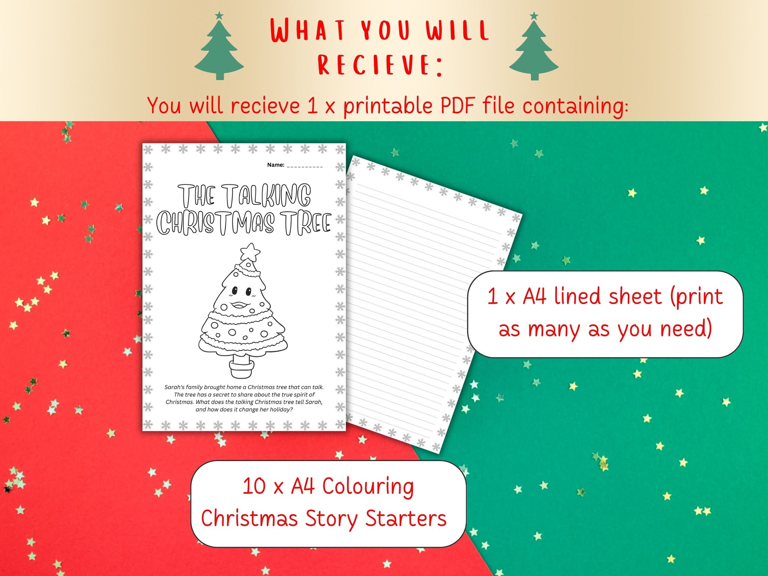 Printable Christmas Colouring Story Starters for Kids Christmas Writing ...