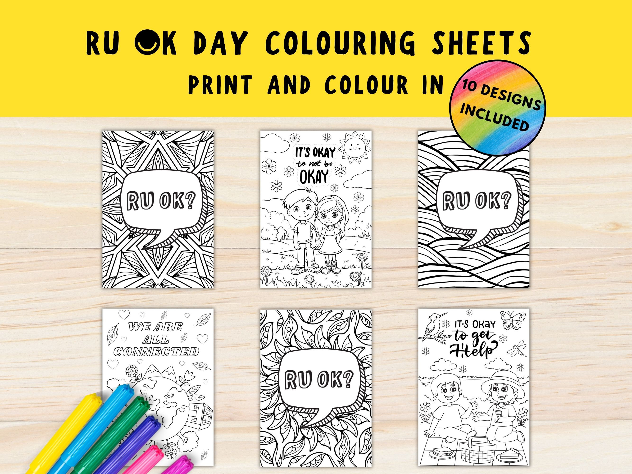 R U OK Day Colouring Sheets RU OK Day Teacher's Resource - Etsy Australia